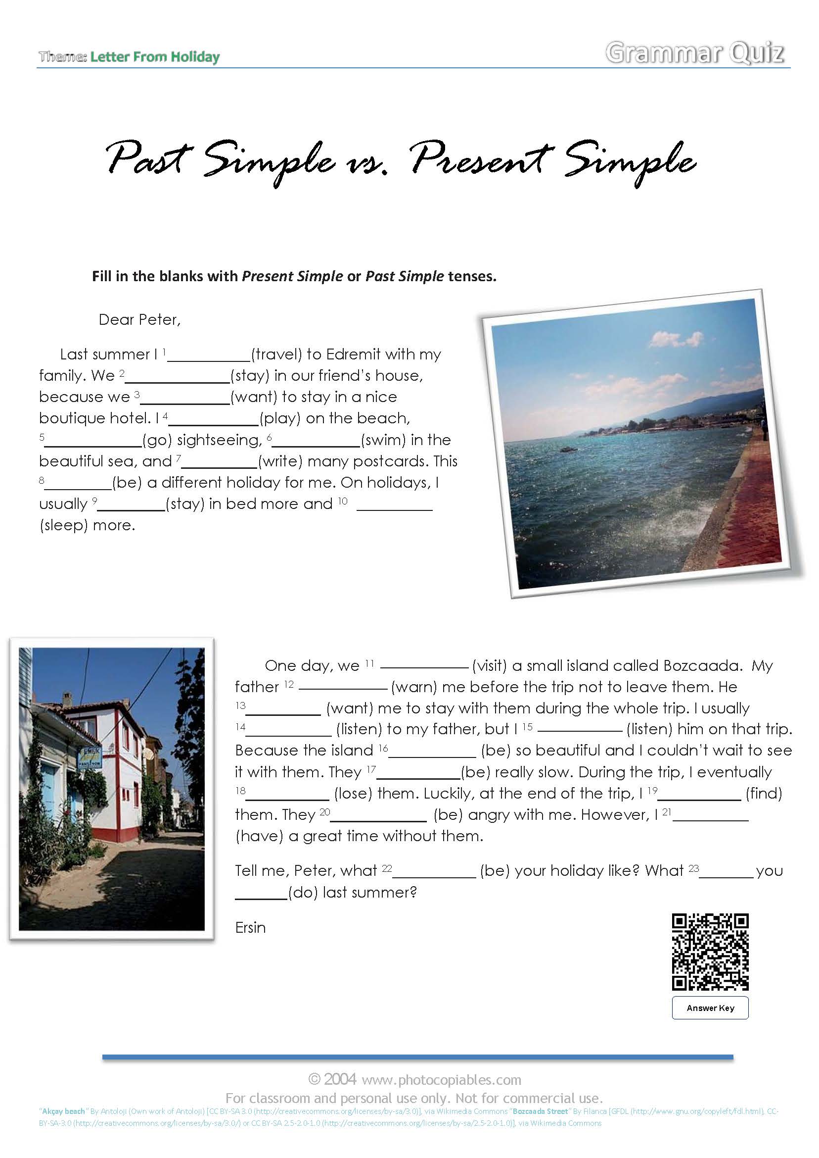 Past Simple Vs Present Simple Grammar Quiz Photocopiables